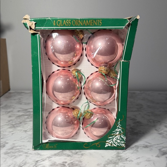 None | Holiday | Elegant Light Pink Glass Holiday Ornaments Set Of 6 ...